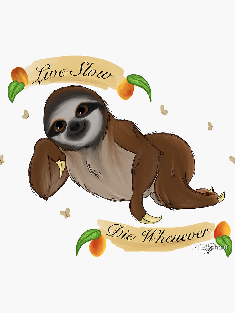 "The Motto of the Sloth" Sticker by PTElephant | Redbubble