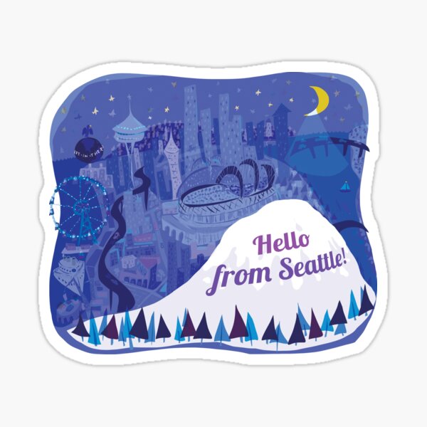 "Hello from Seattle! by Wendy Wahman" Sticker by wendywahman | Redbubble