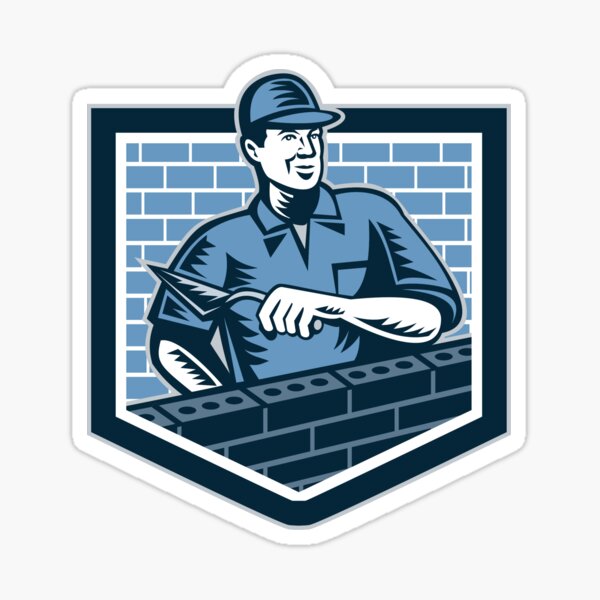 "Brick Layer Mason Masonry Worker Retro" Sticker for Sale by patrimonio ...