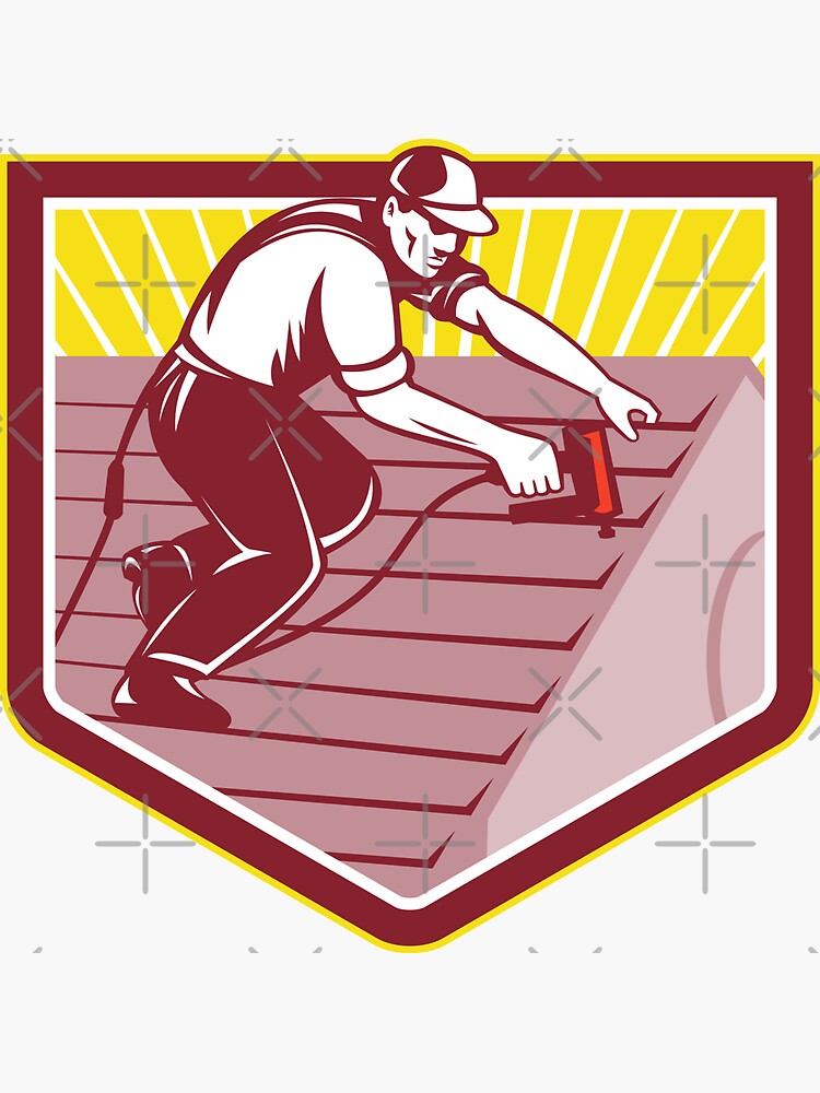 "Roofer Roofing Worker Retro" Sticker for Sale by patrimonio | Redbubble