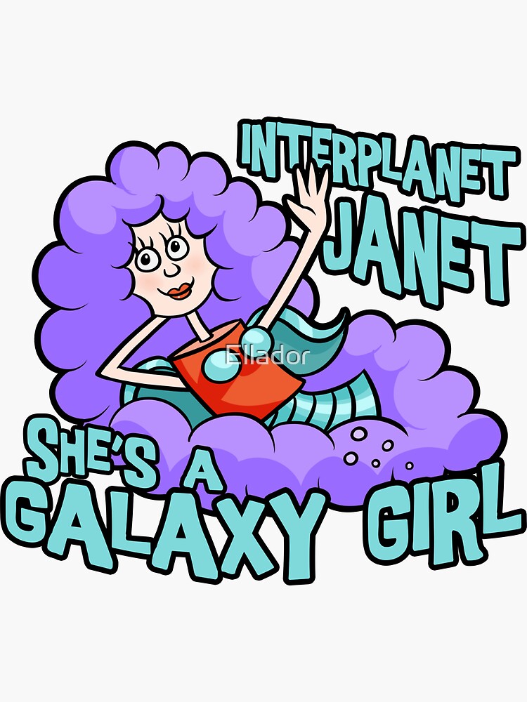 "Interplanet Janet" Sticker by Ellador | Redbubble