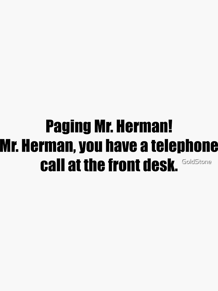 "Pee-Wee Herman - Paging Mr Herman - Black Font" Sticker for Sale by ...