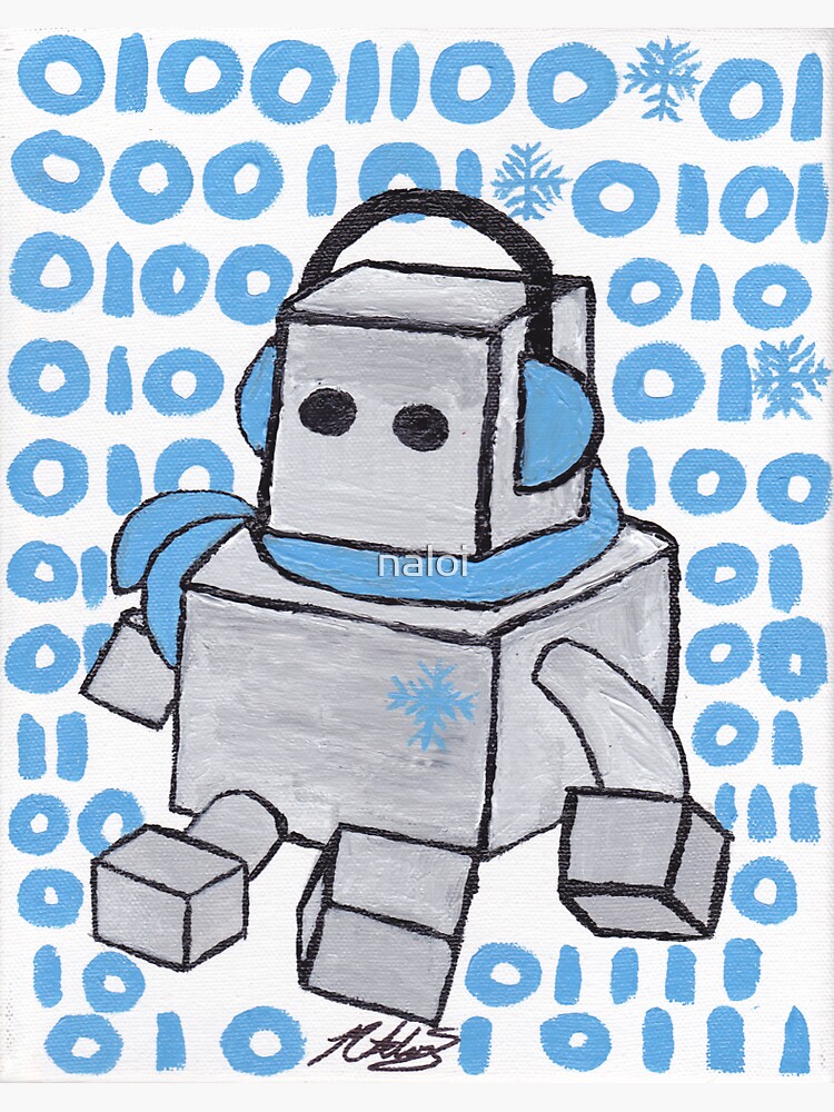 "Let It Snow Binary Robot" Sticker by naloi | Redbubble