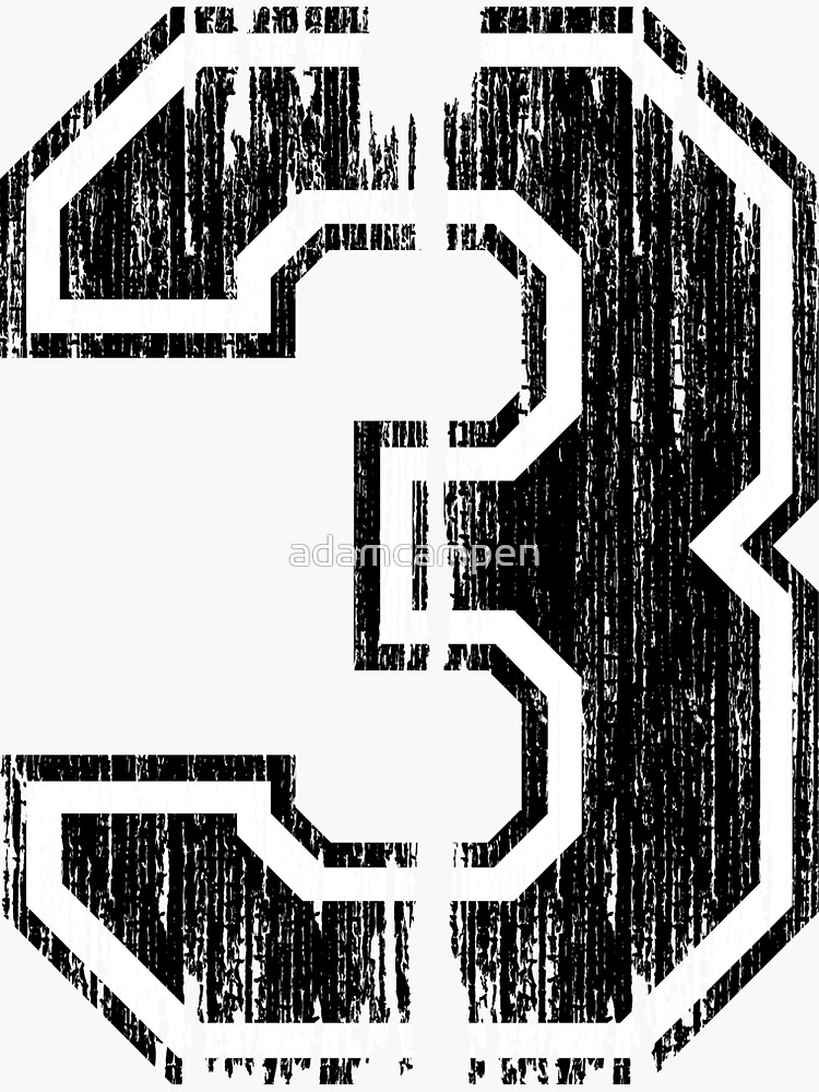 "Bold Distressed Sports Number 3" Sticker for Sale by adamcampen ...