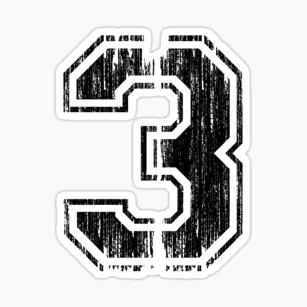 "Bold Distressed Sports Number 3" Sticker for Sale by adamcampen ...
