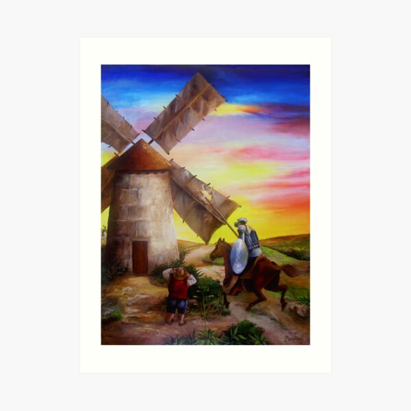 "Don Quixote's Windmill Adventure" Art Print for Sale by Dominica ...
