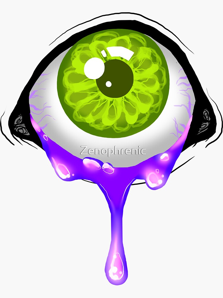 "Green Eye, Purple Slime" Sticker for Sale by Zenophrenic | Redbubble