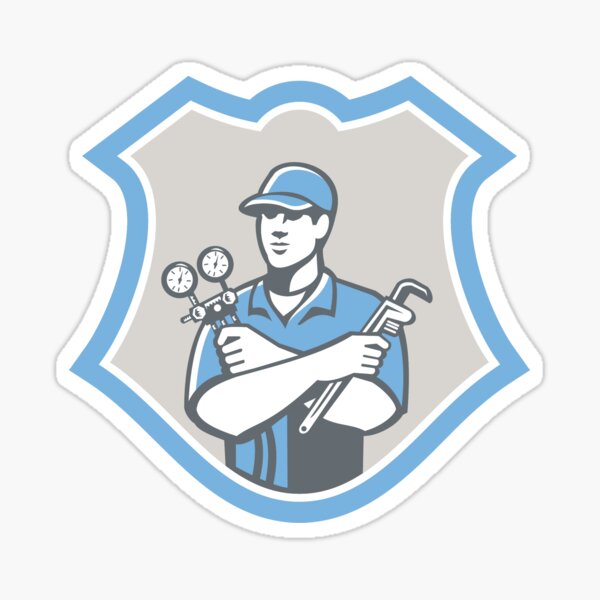 "Refrigeration Air Conditioning Mechanic Shield Retro" Sticker by ...