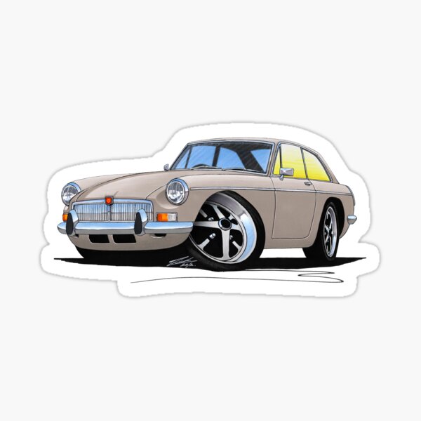 "MGB GT Beige" Sticker for Sale by yeomanscarart | Redbubble