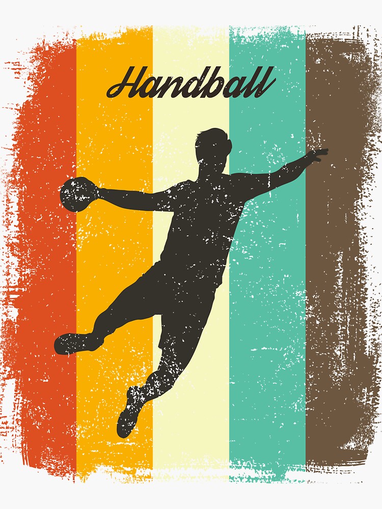 "Handball Player Retro 70s Vintage Handball Men Gift" Sticker for Sale ...