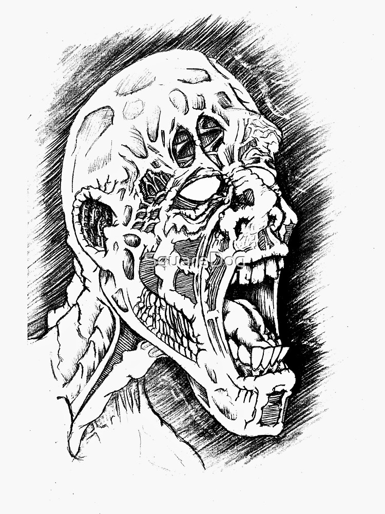 "Screaming Zombie" Sticker by SquareDog | Redbubble