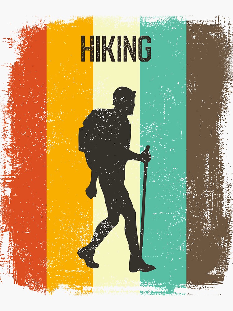 "Hiking Retro 70s Vintage Trail Hiking Gift" Sticker by cgocgy | Redbubble