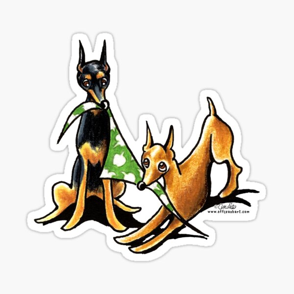 "Miniature Pinschers Apple Hanky" Sticker by offleashart | Redbubble