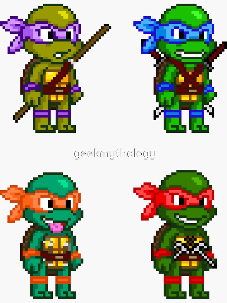 "Teenage Mutant Ninja Turtles Pixels" Sticker for Sale by geekmythology ...