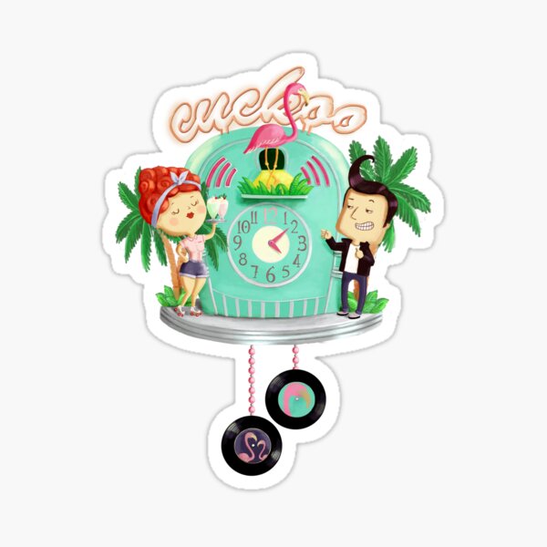 "Rock 'n' Roll Cuckoo Clock" Sticker by colonelle | Redbubble