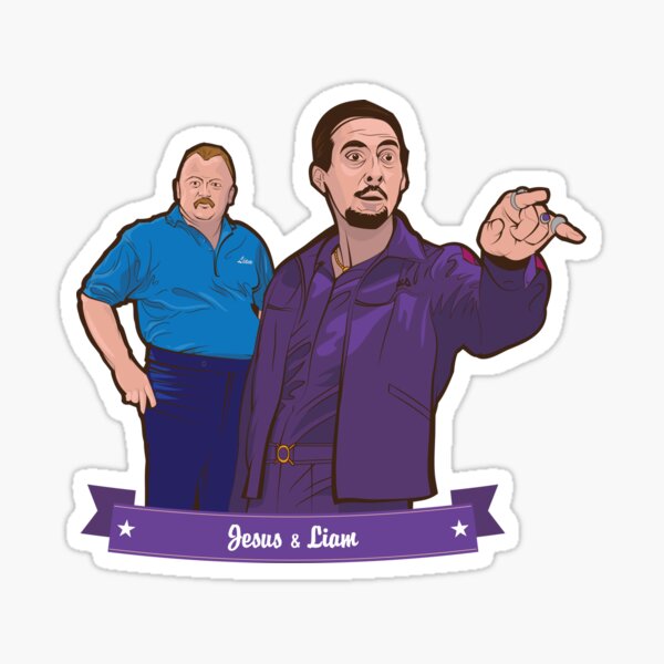 "Lebowski's Jesus & Liam" Sticker for Sale by Boy5ive | Redbubble