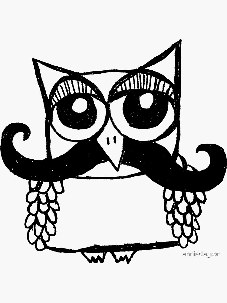 "Moustache Owl" Sticker by annieclayton | Redbubble