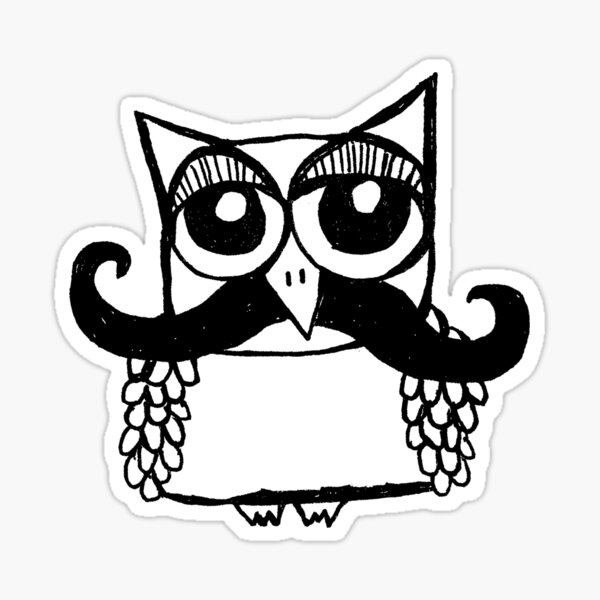 "Moustache Owl" Sticker by annieclayton | Redbubble