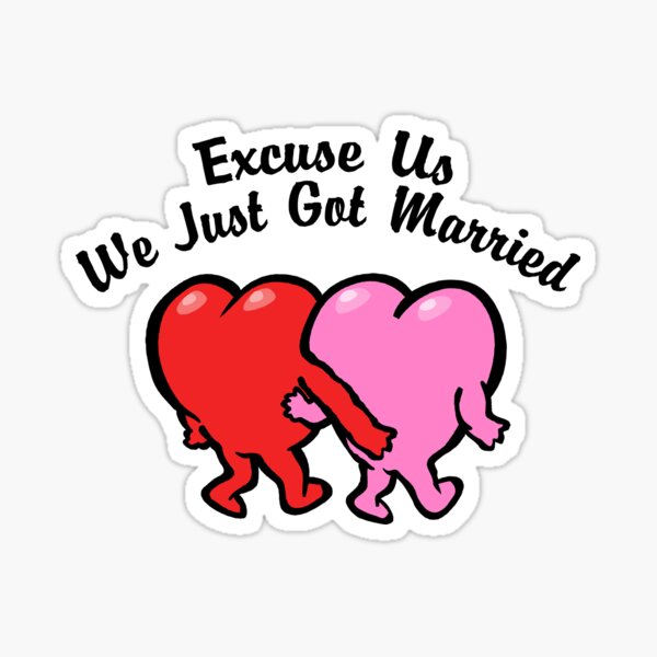 "Funny Just Married" Sticker by FamilyT-Shirts | Redbubble