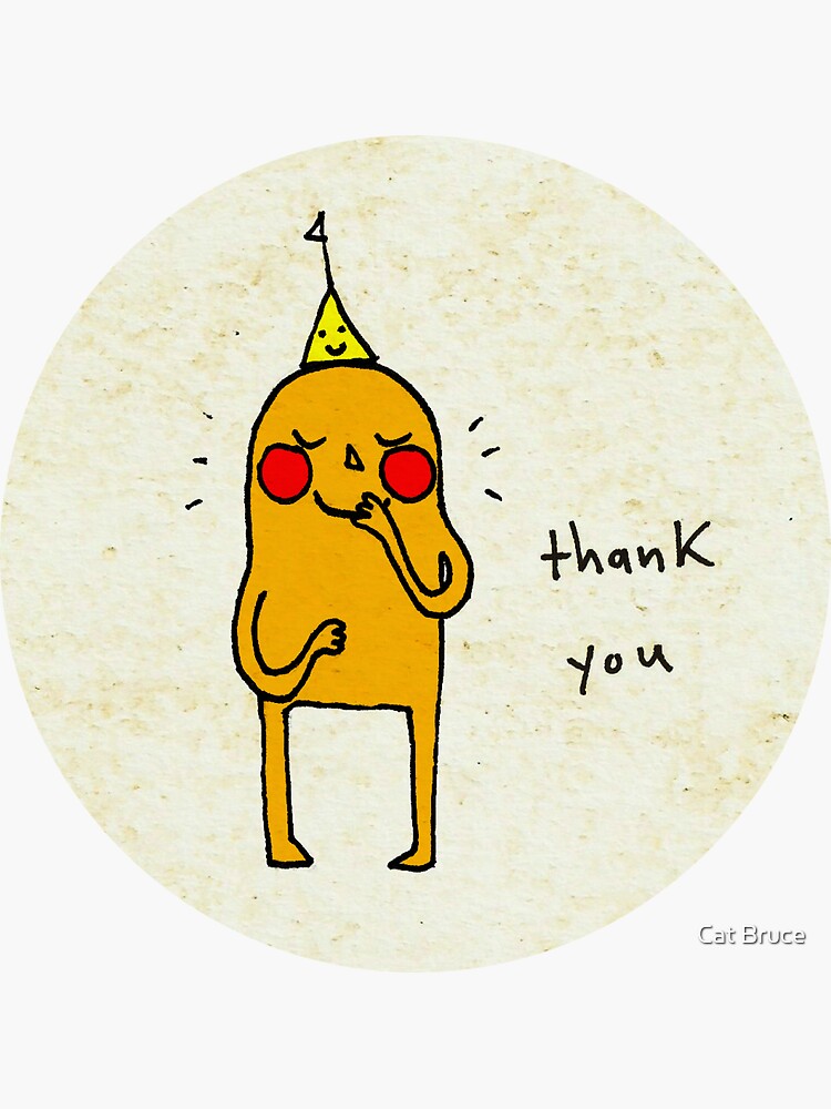 "a shy thank you" Sticker for Sale by catbruce | Redbubble