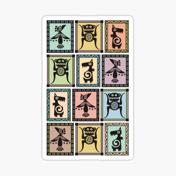 "Aztec patterns native tribal animal symbols" Sticker for Sale by ...