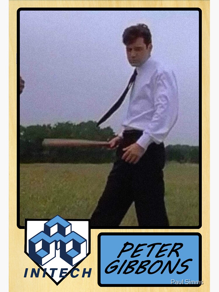 "Peter Gibbons Baseball Card" Sticker for Sale by Paul Simms | Redbubble