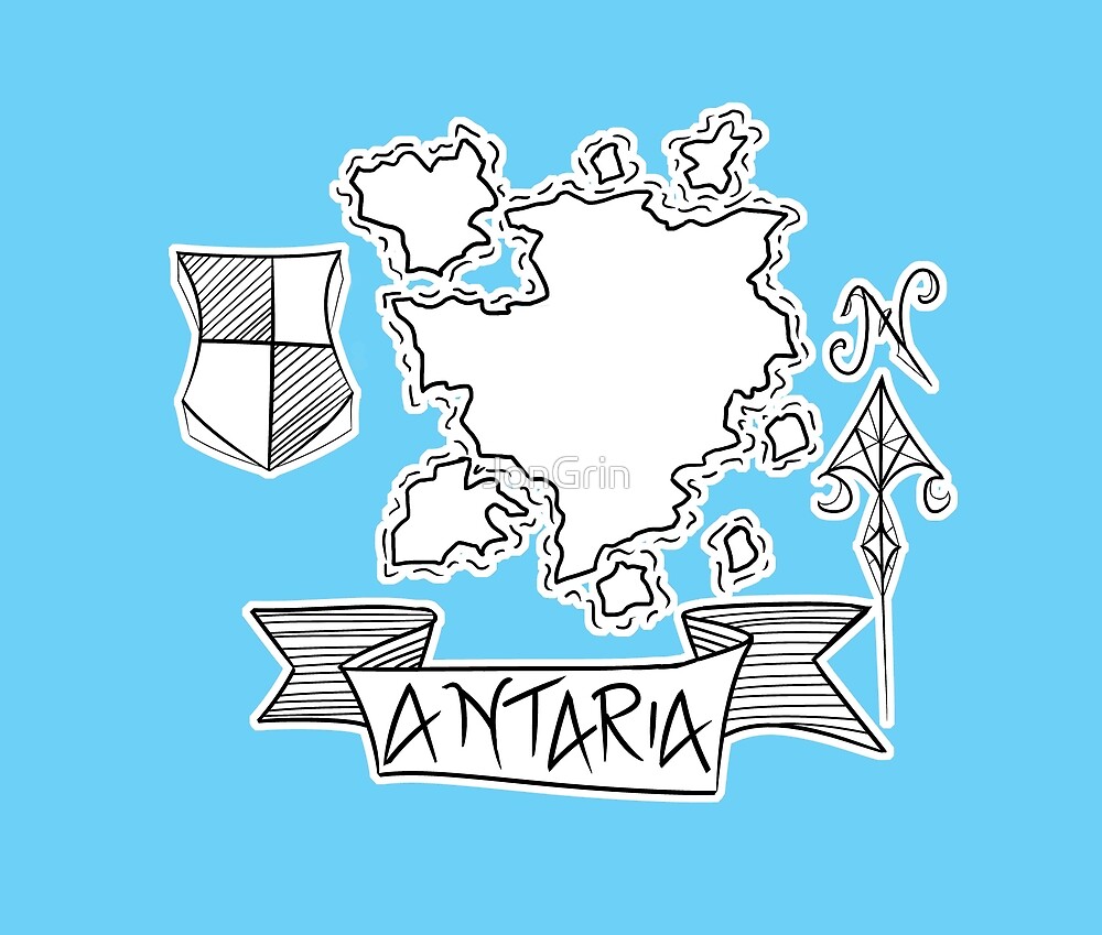 "Antaria - Fantasy Map with Wind Rose and Crest" by JonGrin | Redbubble