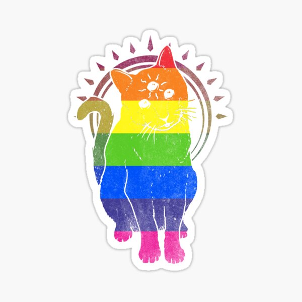 "psychic kitty: rainbow Edition" Sticker for Sale by biotwist | Redbubble