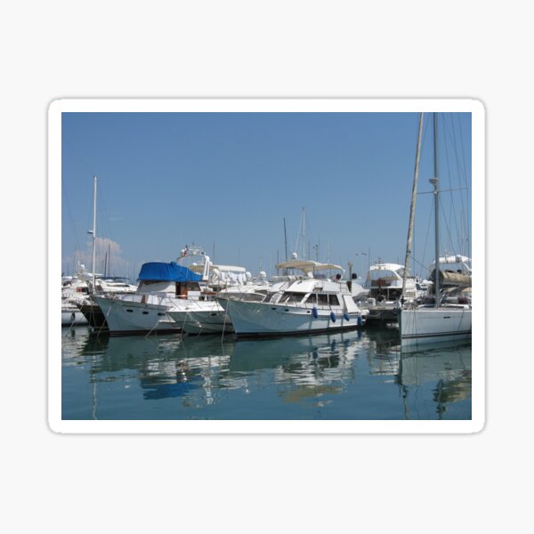 "REFLECTING AT THE ANTIBES MARINA" Sticker for Sale by kazaroodie ...