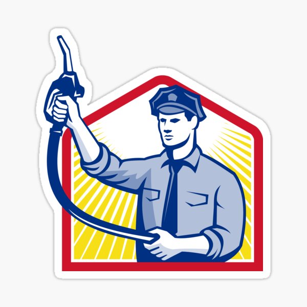 "Gas Jockey Gasoline Attendant Fuel Pump Nozzle" Sticker by patrimonio ...