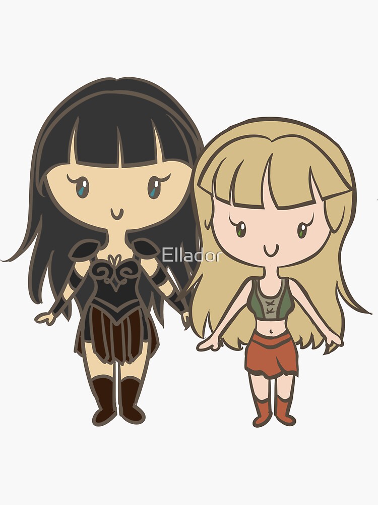 "Xena & Gabrielle - Lil' CutiEs" Sticker for Sale by Ellador | Redbubble
