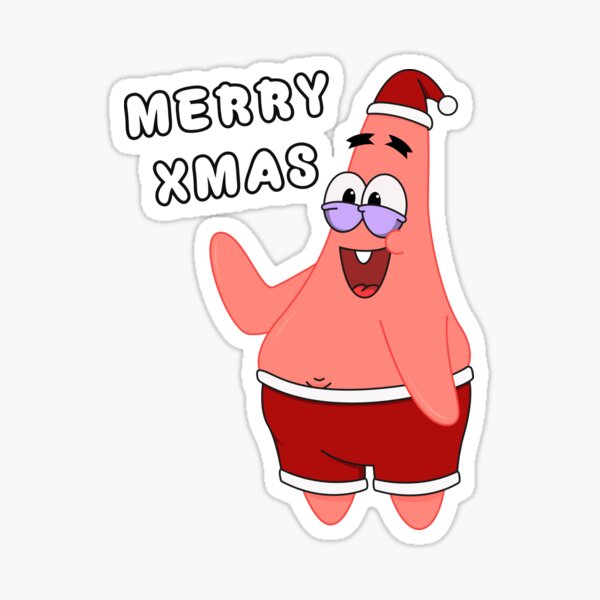 "Merry Xmas Patrick Star" Sticker for Sale by LAZARE-TENDO | Redbubble