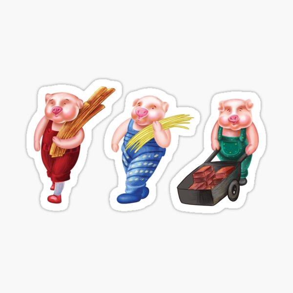 "3 Three Little Pigs" Sticker for Sale by Gotcha29 | Redbubble