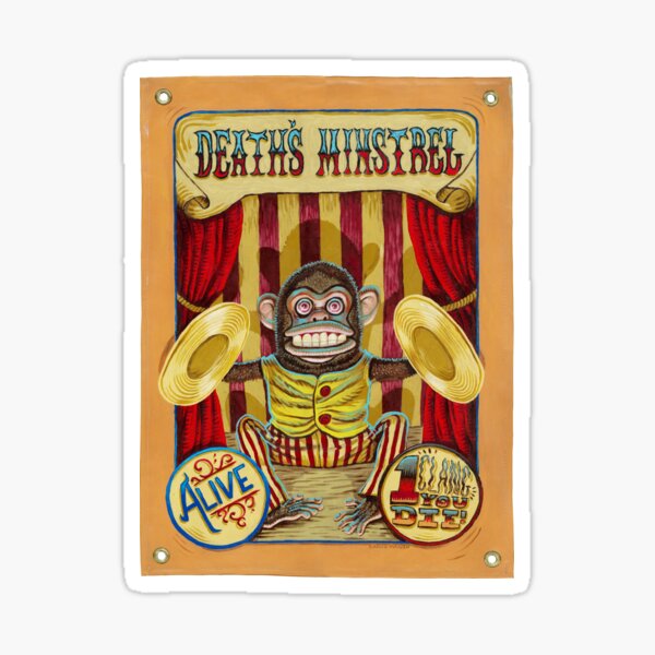 "Death's Minstrel: Jolly Chimp Sideshow Banner" Sticker by darickmaasen ...