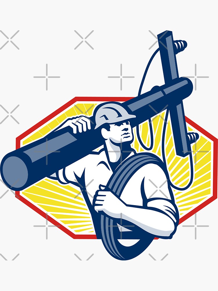 "Power Lineman Repairman Carry Electric Pole" Sticker for Sale by ...