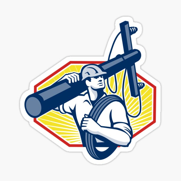 "Power Lineman Repairman Carry Electric Pole" Sticker for Sale by ...