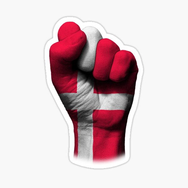 "Flag of Denmark on a Raised Clenched Fist " Sticker by JeffBartels ...