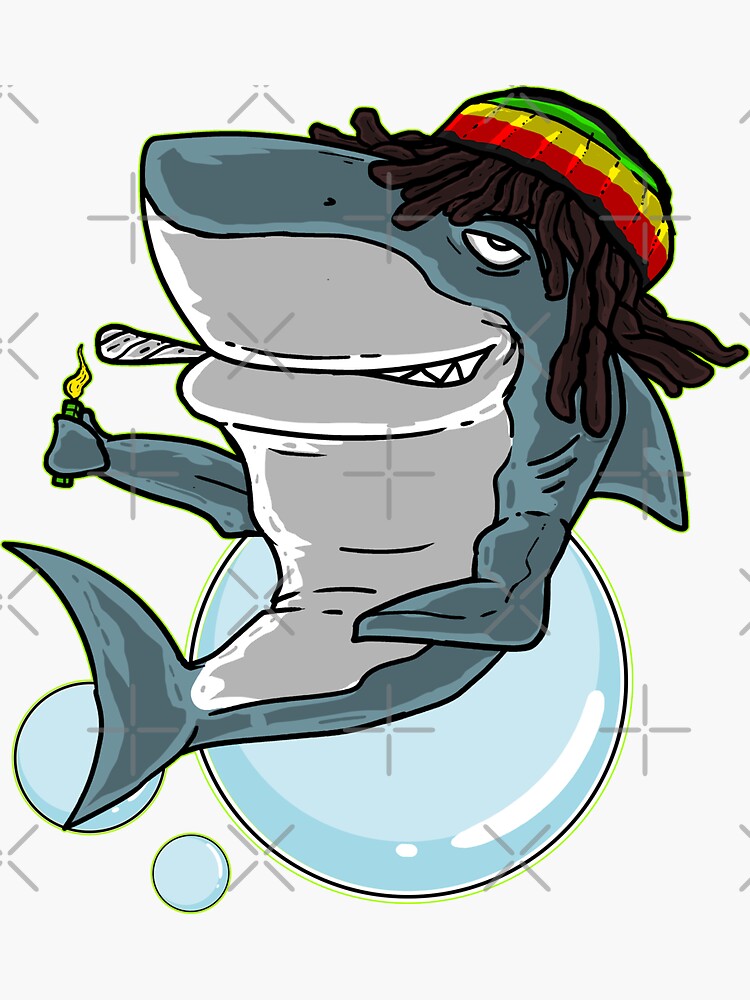 "Funny Reggae Shark graphic Gift Rastafari Shark print Gift" Sticker by ...