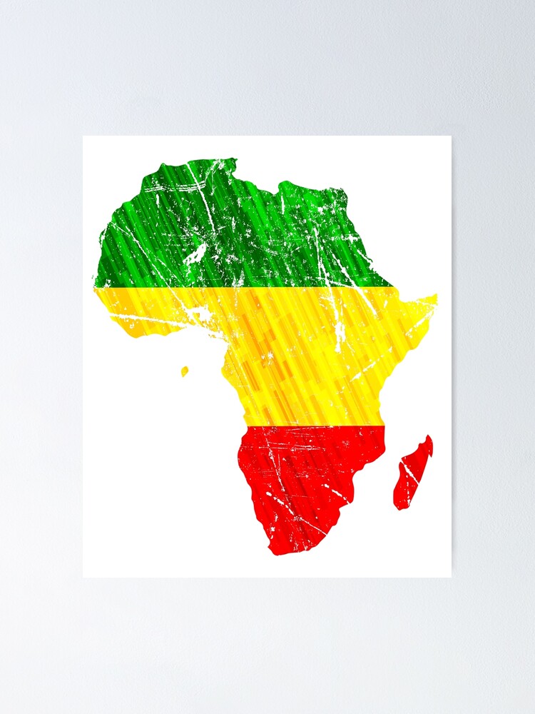 "Africa Map Reggae Rasta design Green Yellow Red Africa pride" Poster ...