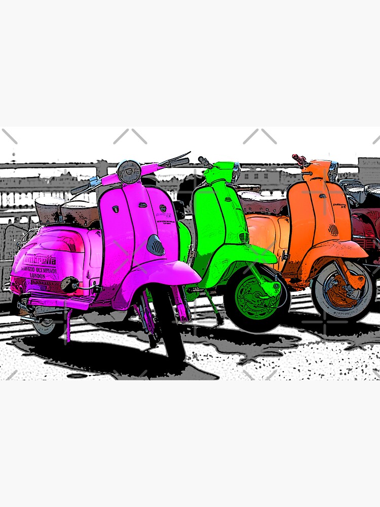 "Mod scooters in colour cartoon" Sticker for Sale by grantspics | Redbubble