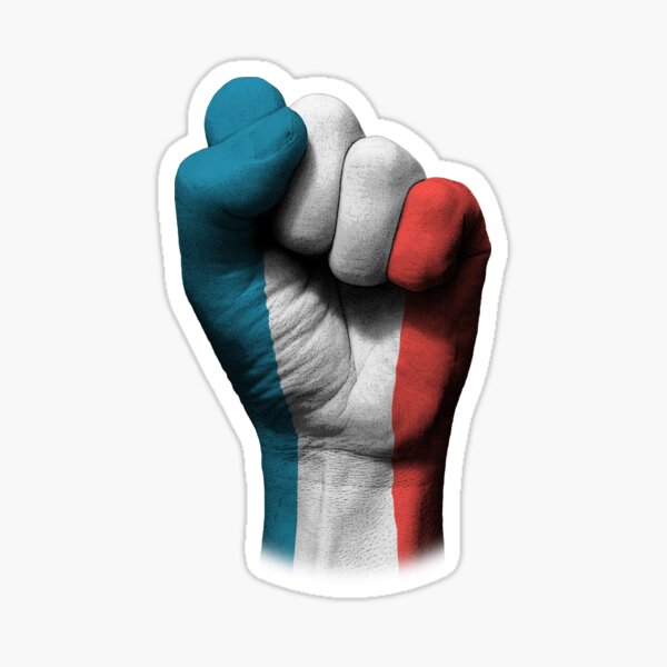 "Flag of France on a Raised Clenched Fist " Sticker by JeffBartels ...