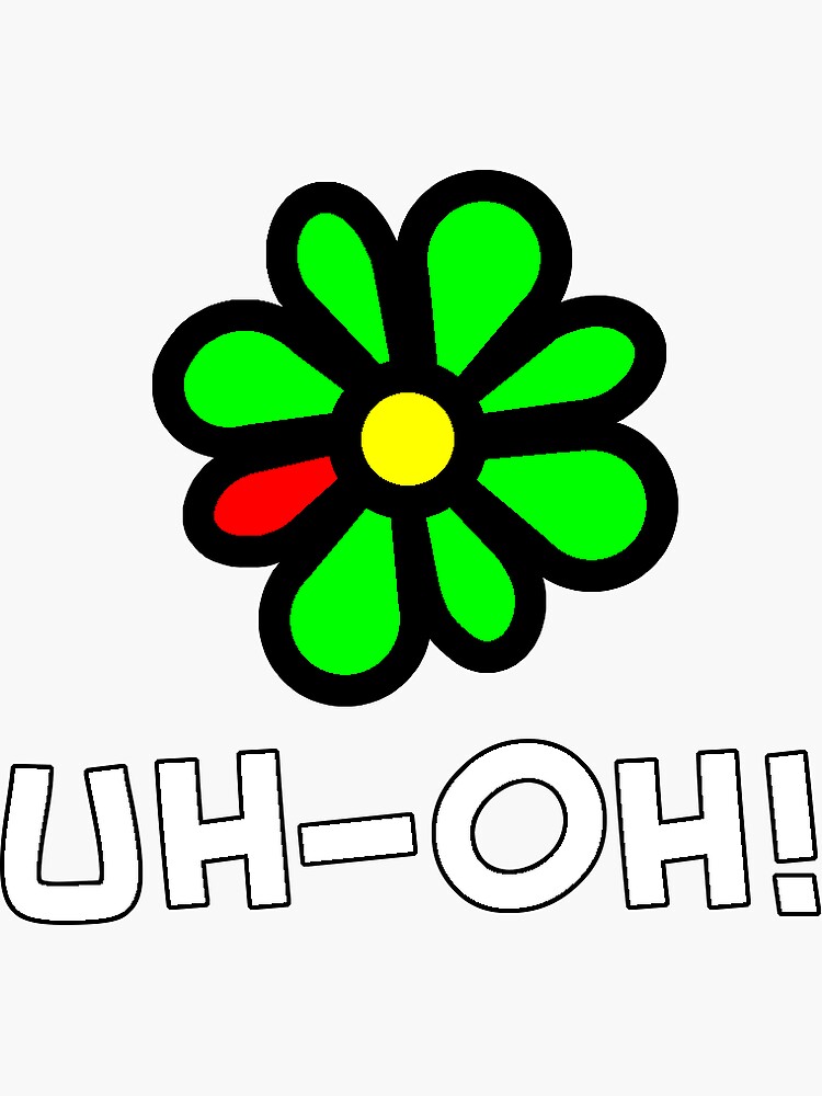"Mirabilis ICQ Uh Oh! TeeShirt" Sticker for Sale by kalitarios | Redbubble