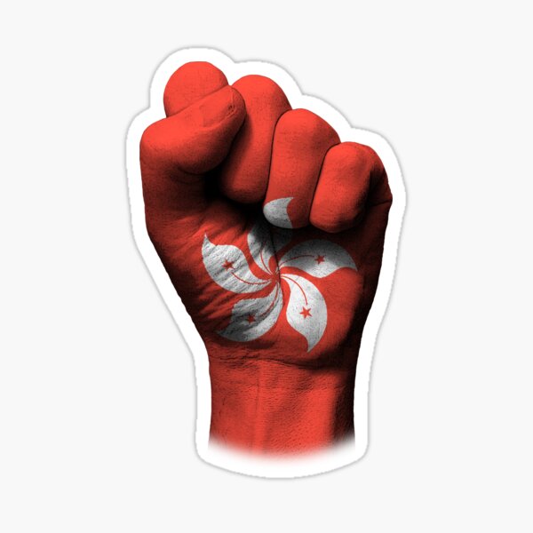 "Flag of Hong Kong on a Raised Clenched Fist " Sticker for Sale by ...