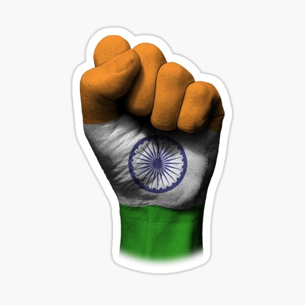 "Flag of India on a Raised Clenched Fist " Sticker for Sale by ...