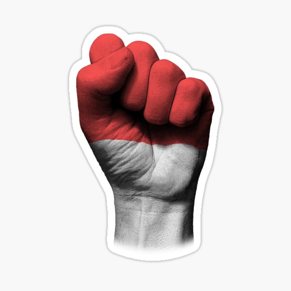 "Flag of Indonesia on a Raised Clenched Fist " Sticker for Sale by ...