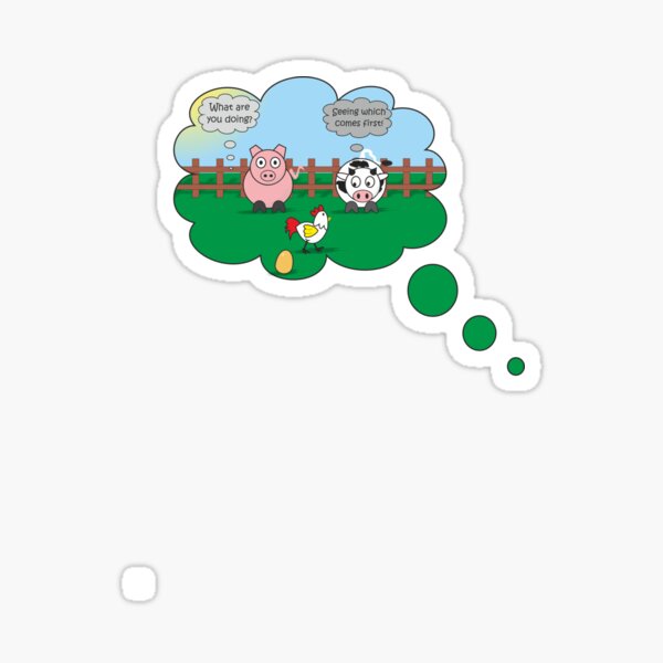"Chicken or the Egg - Funny Animals Rudy Pig & Moody Cow" Sticker by ...