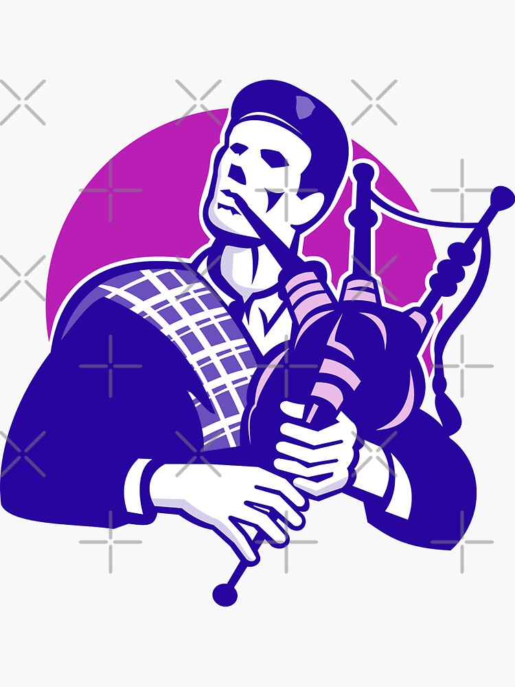 "Scotsman Scottish Bagpiper Playing Bagpipes" Sticker for Sale by ...