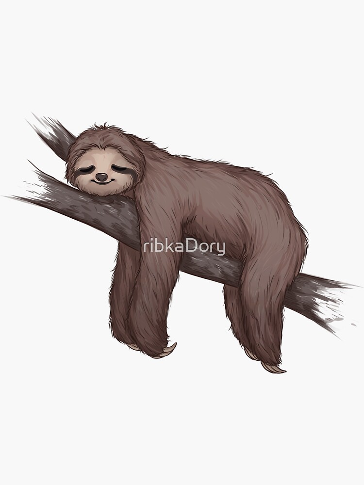 "Sleepy Sloth" Sticker for Sale by ribkaDory | Redbubble