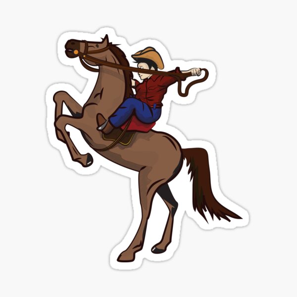 "Rodeo Cowboy Riding Horse" Sticker by vectorwebstore | Redbubble
