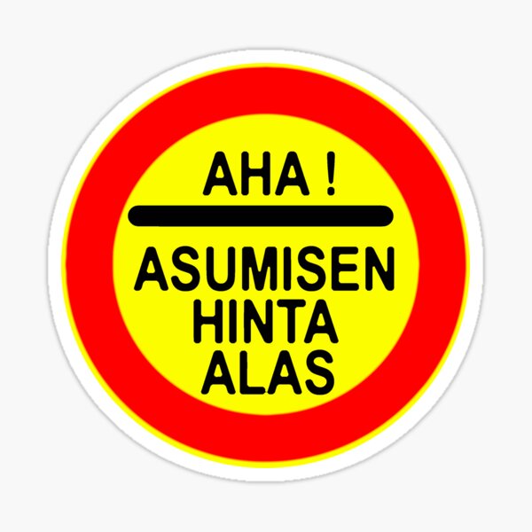 "AHA! Asumisen Hinta Alas" Sticker for Sale by boogeyman | Redbubble